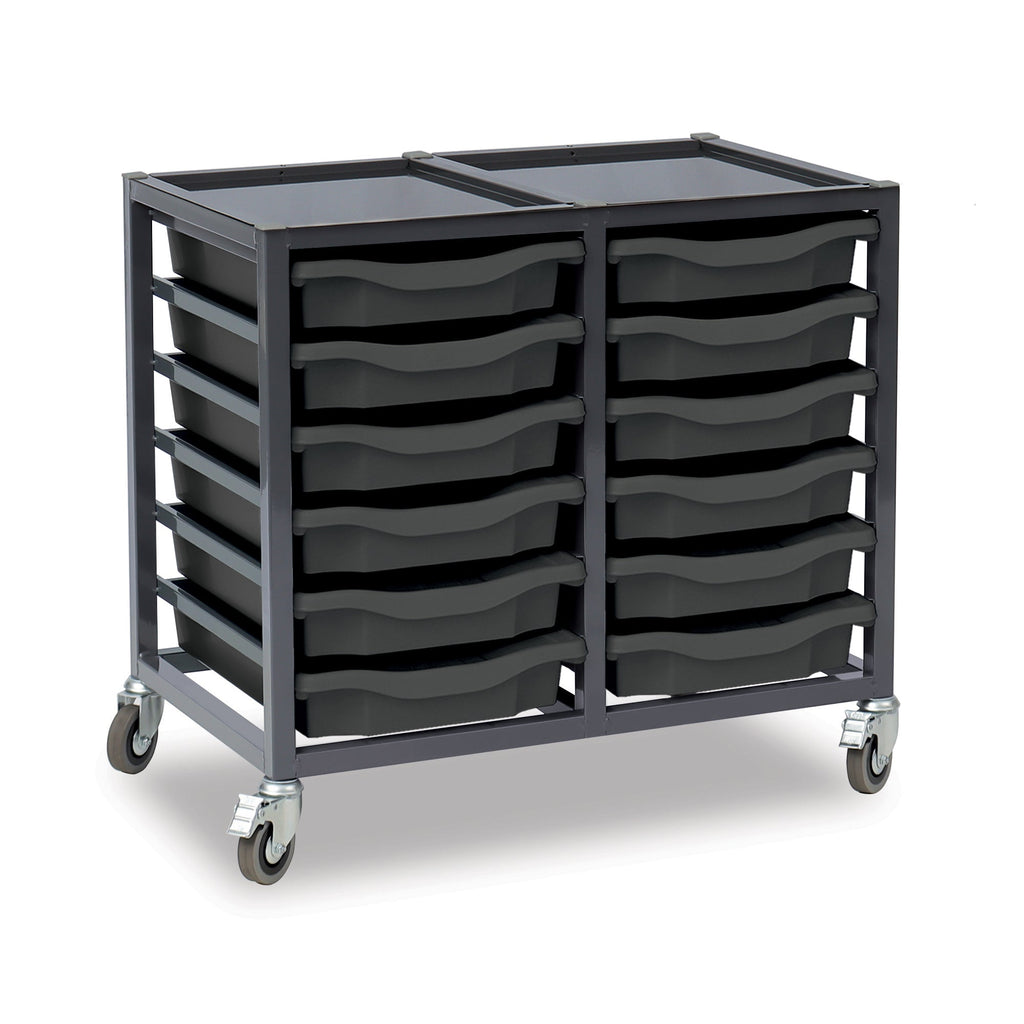Mobile Science Metal Tray Storage Unit - 12 Tray Double Column ...
