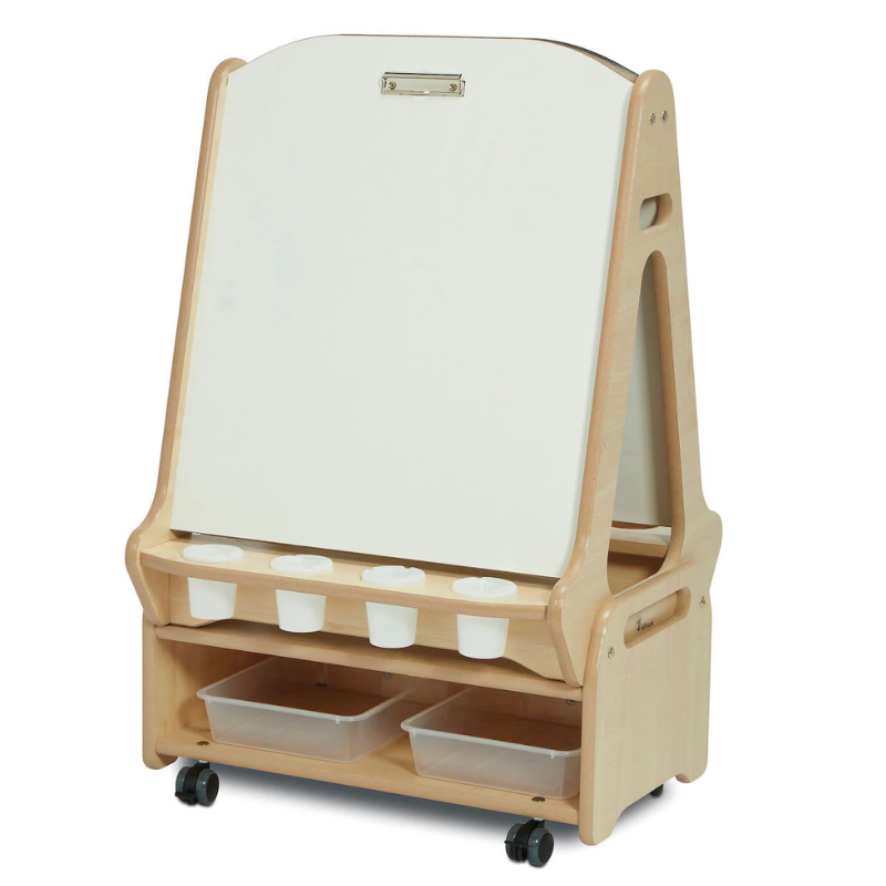 Playscapes Double-Sided 2 Station Easel + Low Storage Trolley | Educational Equipment Supplies