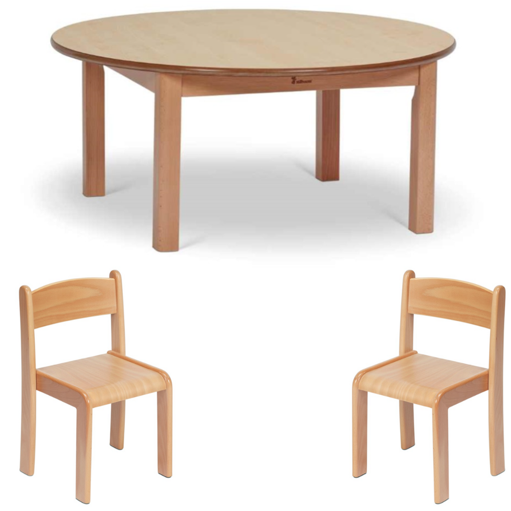 Millhouse Large Circular Table & 8 Stacking Chairs | Educational Equipment Supplies