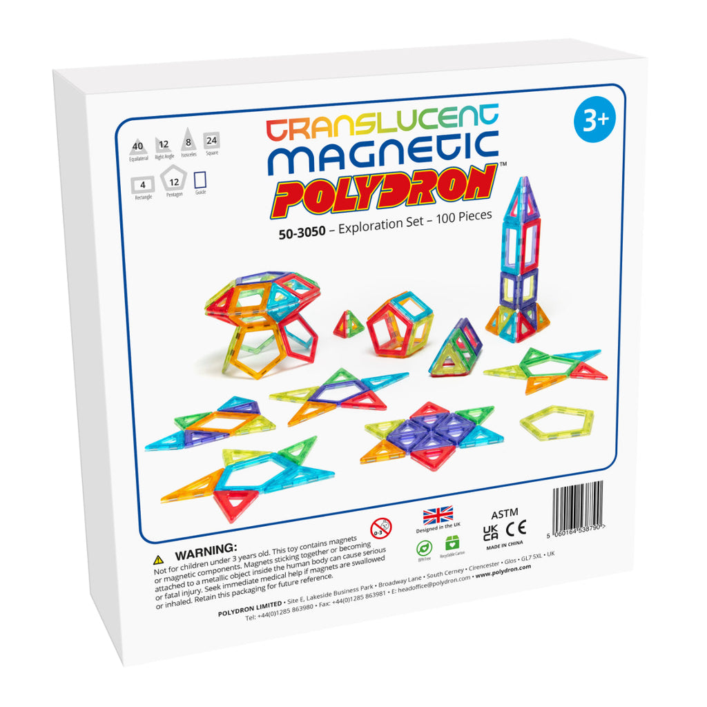 Polydron Translucent Magnetic Exploration Set - 100 Pieces | Educational Equipment Supplies