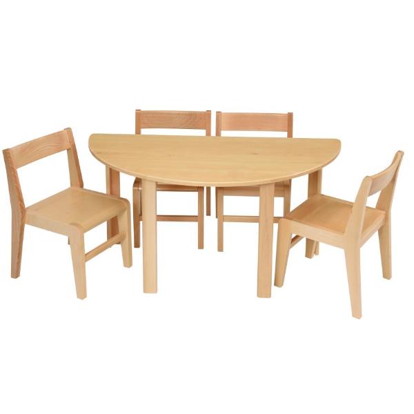 Devon Solid Beech Table - Half Circle - W1200 x D660mm | Educational Equipment Supplies