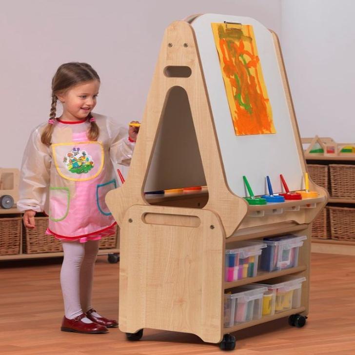 Playscapes Double Sided Whiteboard / Whiteboard Easel + Storage Trolley | Educational Equipment ...