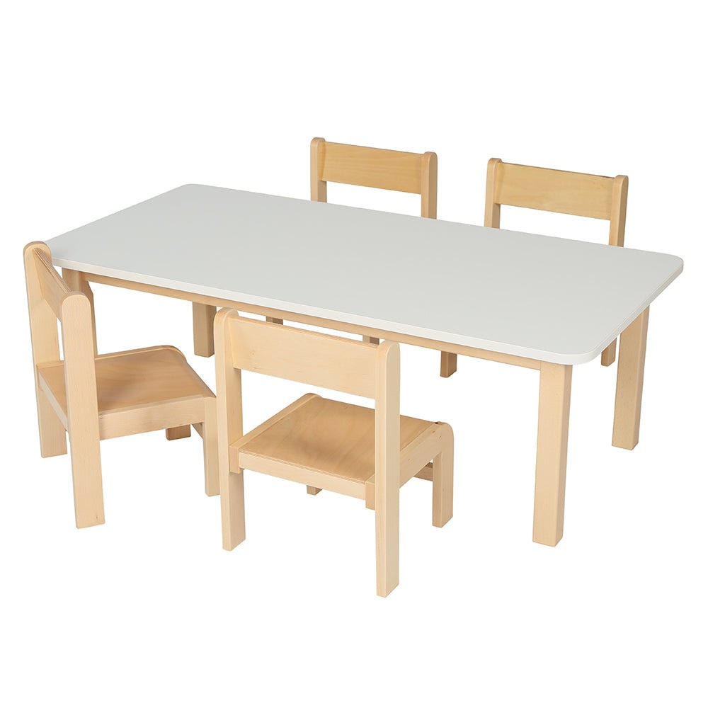KEB Rectangular Table White Top W1100 x D600mm + 4 Chairs | Educational Equipment Supplies