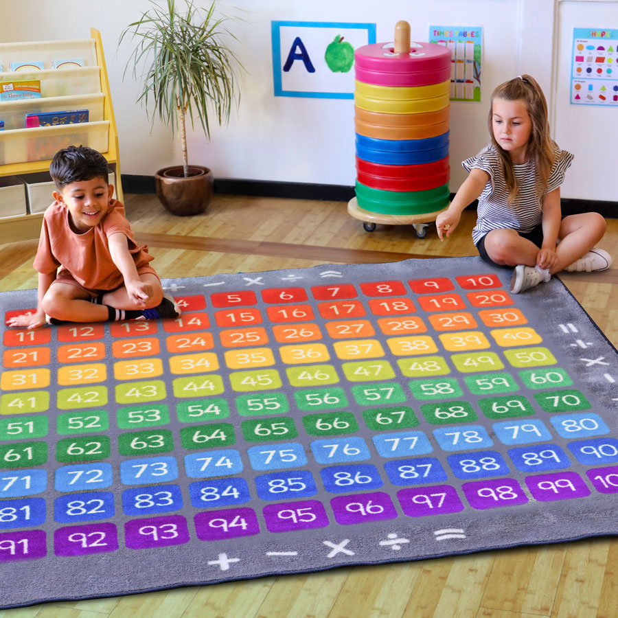 100 Square Counting Grid Carpet W2000 x D2000mm | Educational Equipment ...