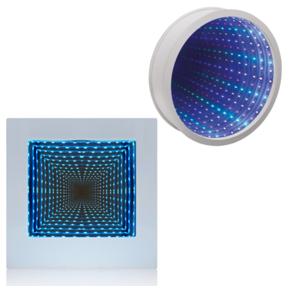 22cm Square Light LED Infinity Mirror + 23cm Round Infinity Mirror ...