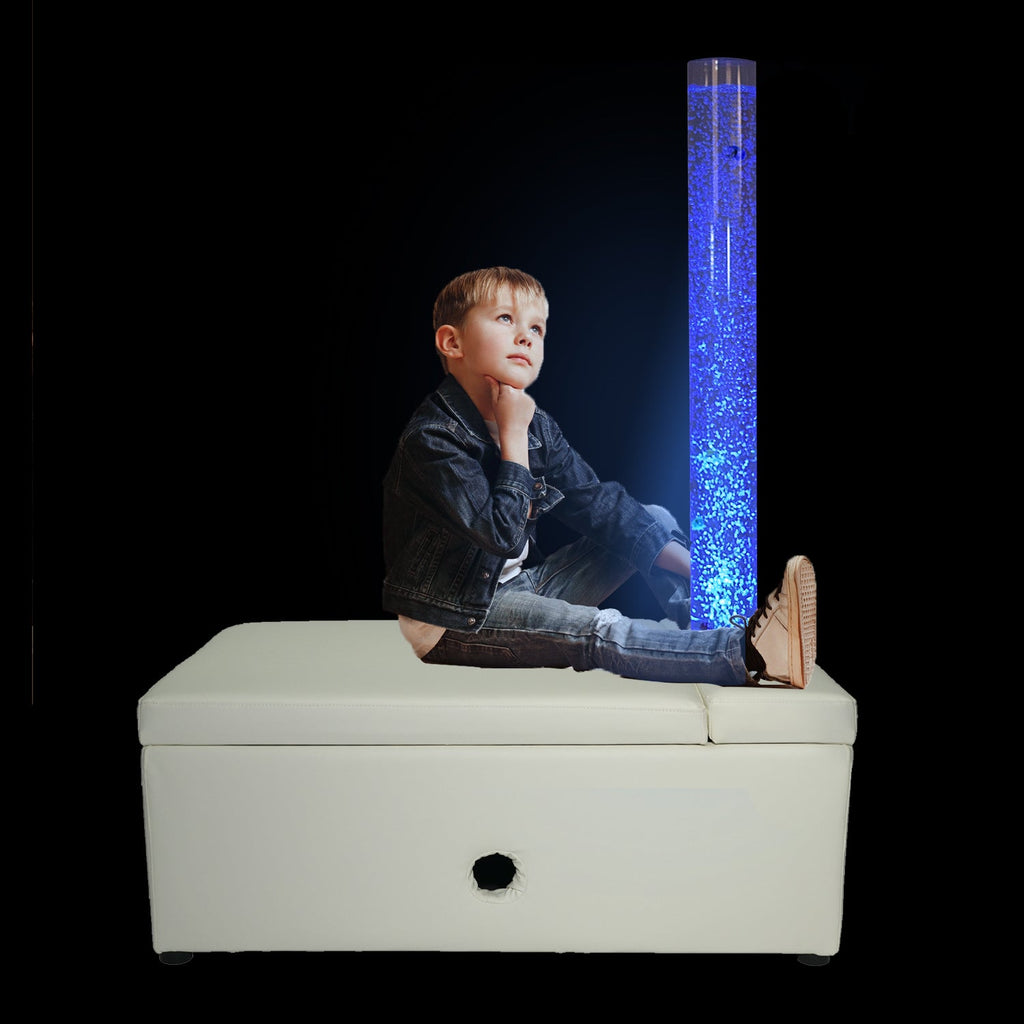 Sensory Bubble Tube 180cm+ White Padded Corner Plinth + Fibre Optic ...