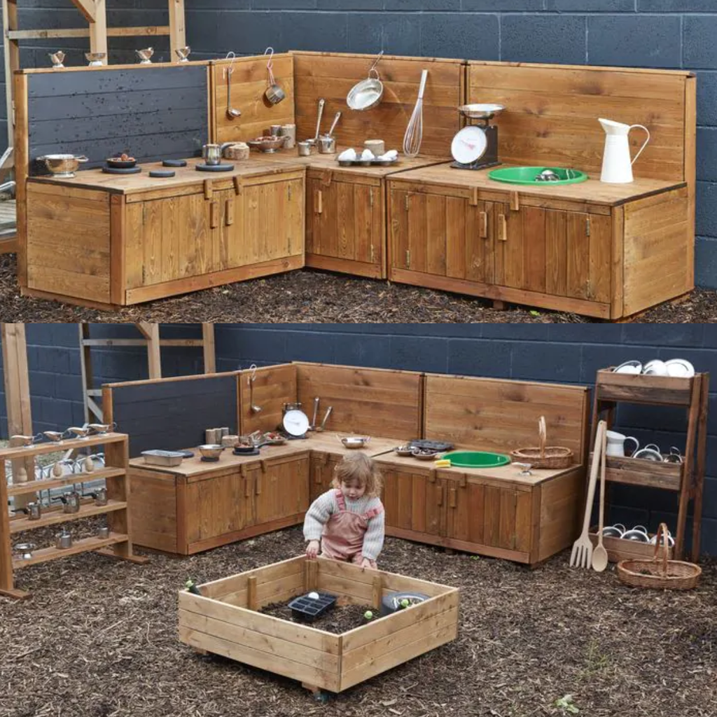 Outdoor Wooden Corner Kitchen Units | Educational Equipment Supplies