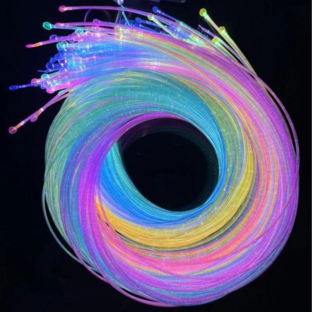 Coloured Fibre Optic Tails 1.5m x 150 Tails + 16W Fibre Optic Light ...