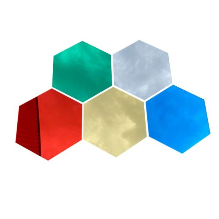 Coloured Hexagon Acrylic Mirrors – 5 pcs | Educational Equipment Supplies