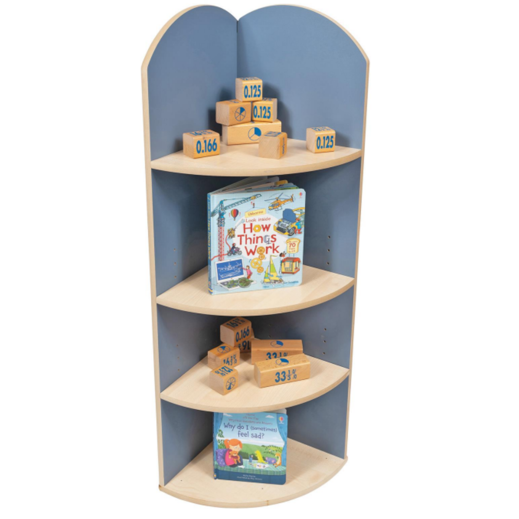 Curved Corner Shelf Unit H1500mm Blue / Maple | Educational Equipment ...