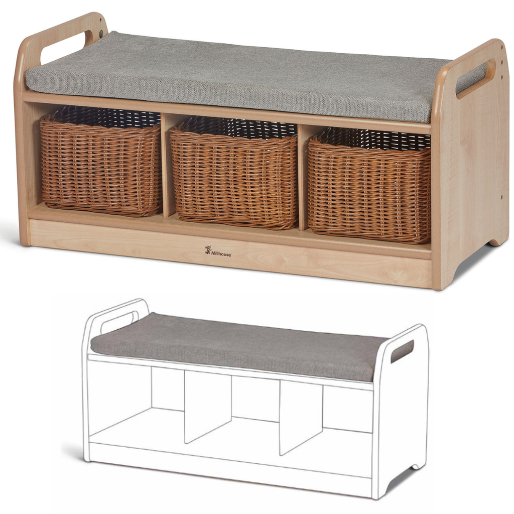 Millhouse Low Level Tray Storage Bench - 3 x Plastic Trays ...
