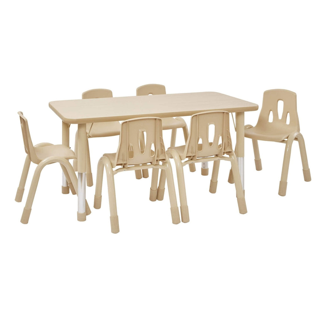 Elegant Height Adjustable Rectangular Table 1200 x 600mm + 6 Chairs ...