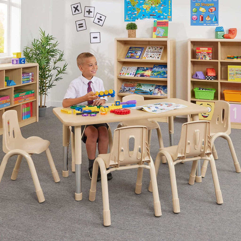 Elegant Height Adjustable Rectangular Table 1200 x 600mm + 6 Chairs ...