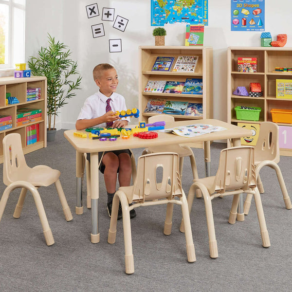 Elegant Height Adjustable Rectangular Table 1200 x 600mm 6 Chairs