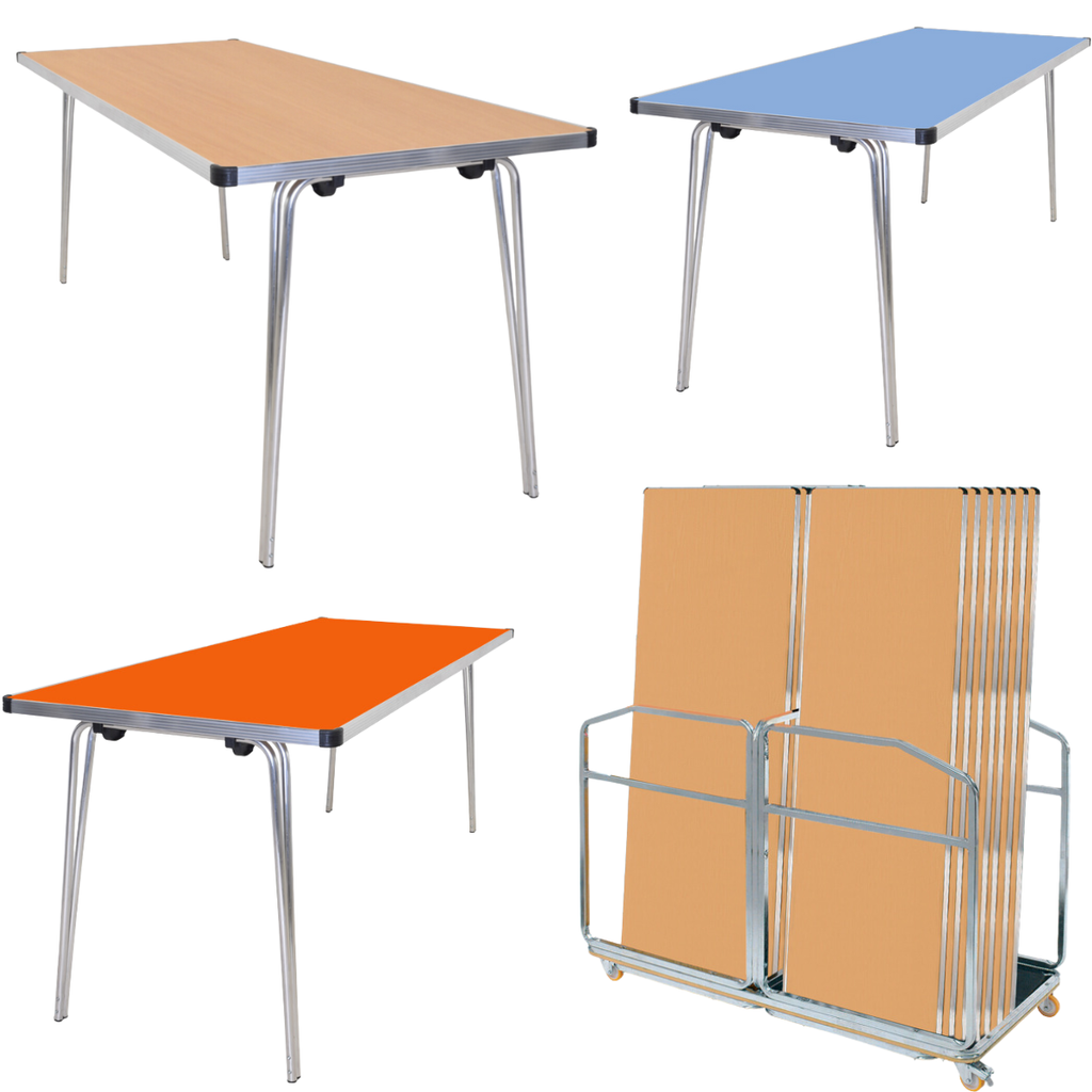 14 x Gopak Contour Lightweight Folding Tables + Large Trolley Bundle ...