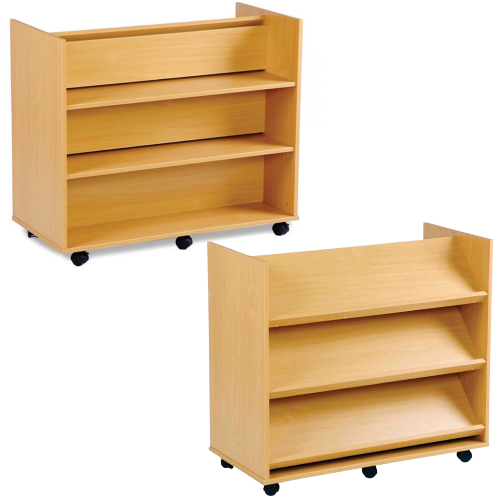 Library Unit with 3 Angled Shelves One Side & 3 Horizontal Shelves l ...