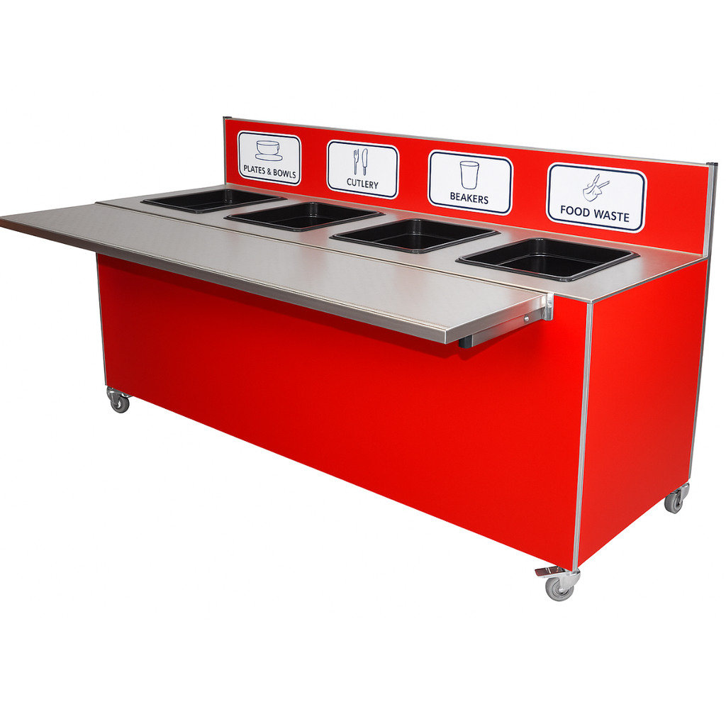Standard 4 Bin Waste Food Clearing Trolley | Educational Equipment Supplies