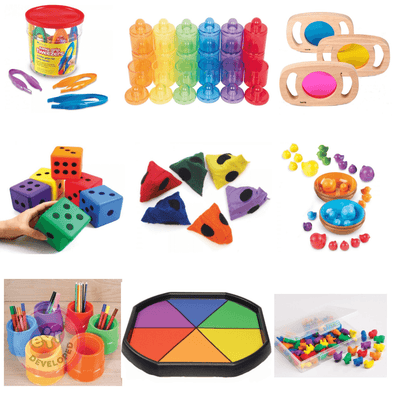 Rainbow Colour Sorting & Counting Tuff Tray Kit | Educational Equipment ...