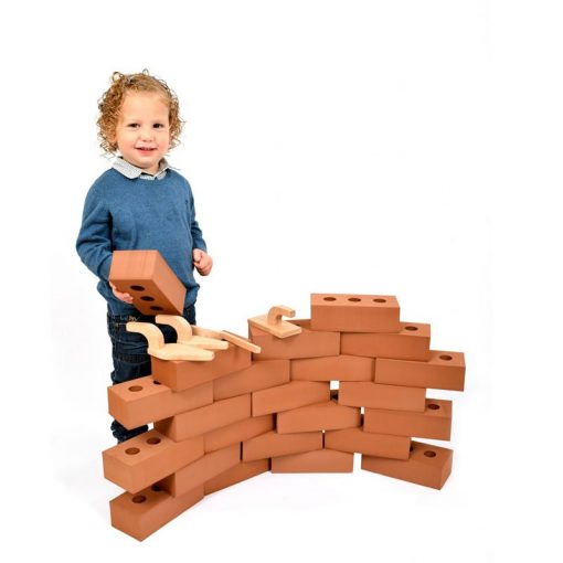 Role Play Foam Building House Bricks + Wooden Tool + Brick Stand Bundle ...