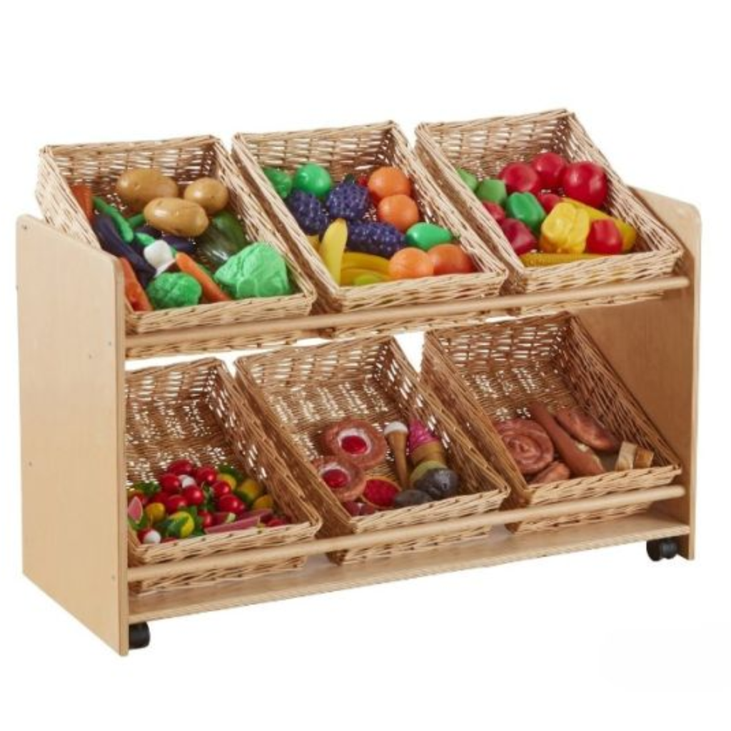 Rookie Range Open Mobile Basket Shelf + 6 Wicker Baskets | Educational ...