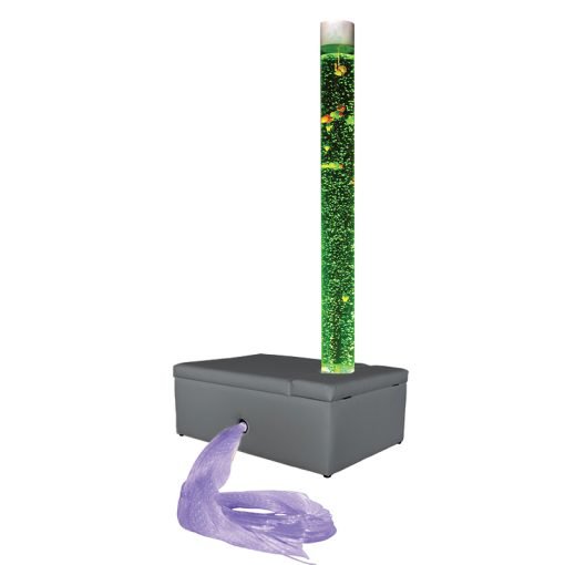 Sensory Bubble Tube 180cm + Grey Padded Rectangular Plinth + Fibre ...