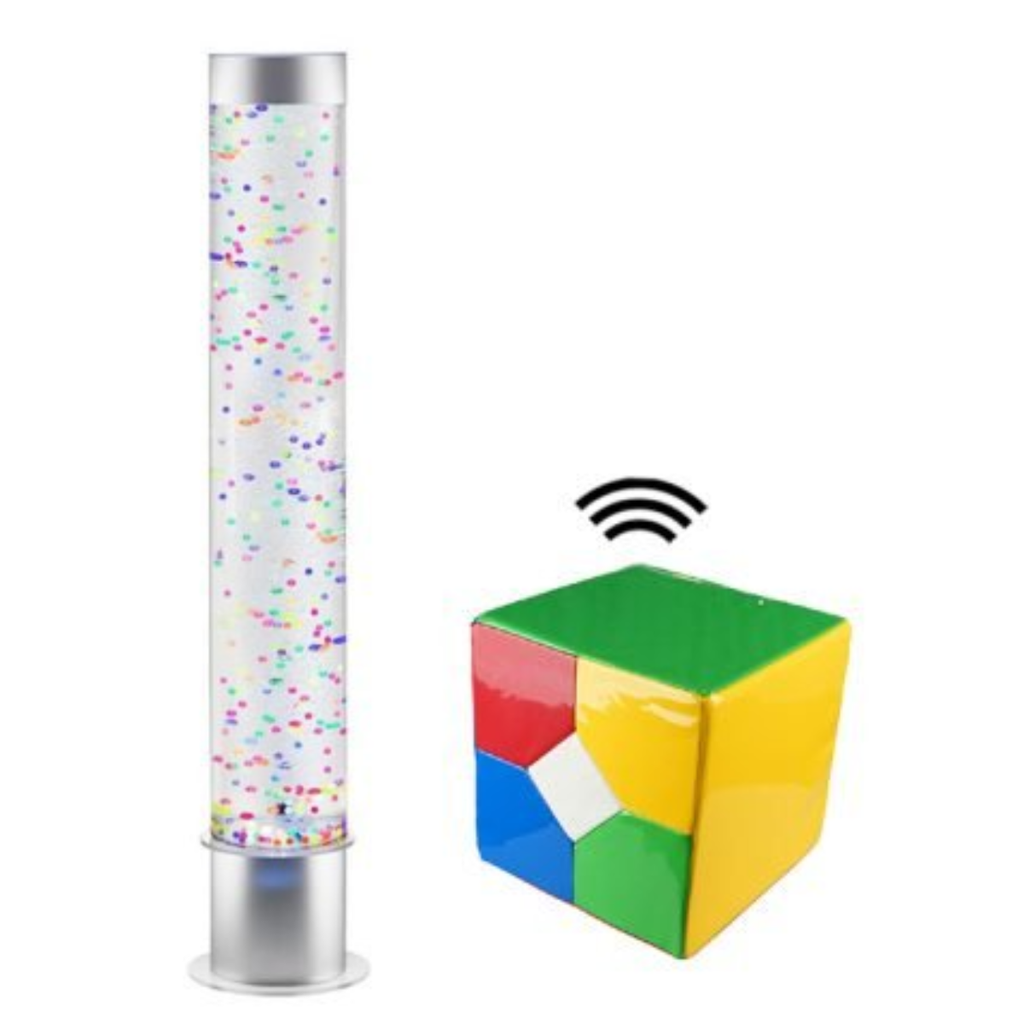 Sensory Bubble Tube Tank Tower + Colourful Balls H100cm + Cube ...