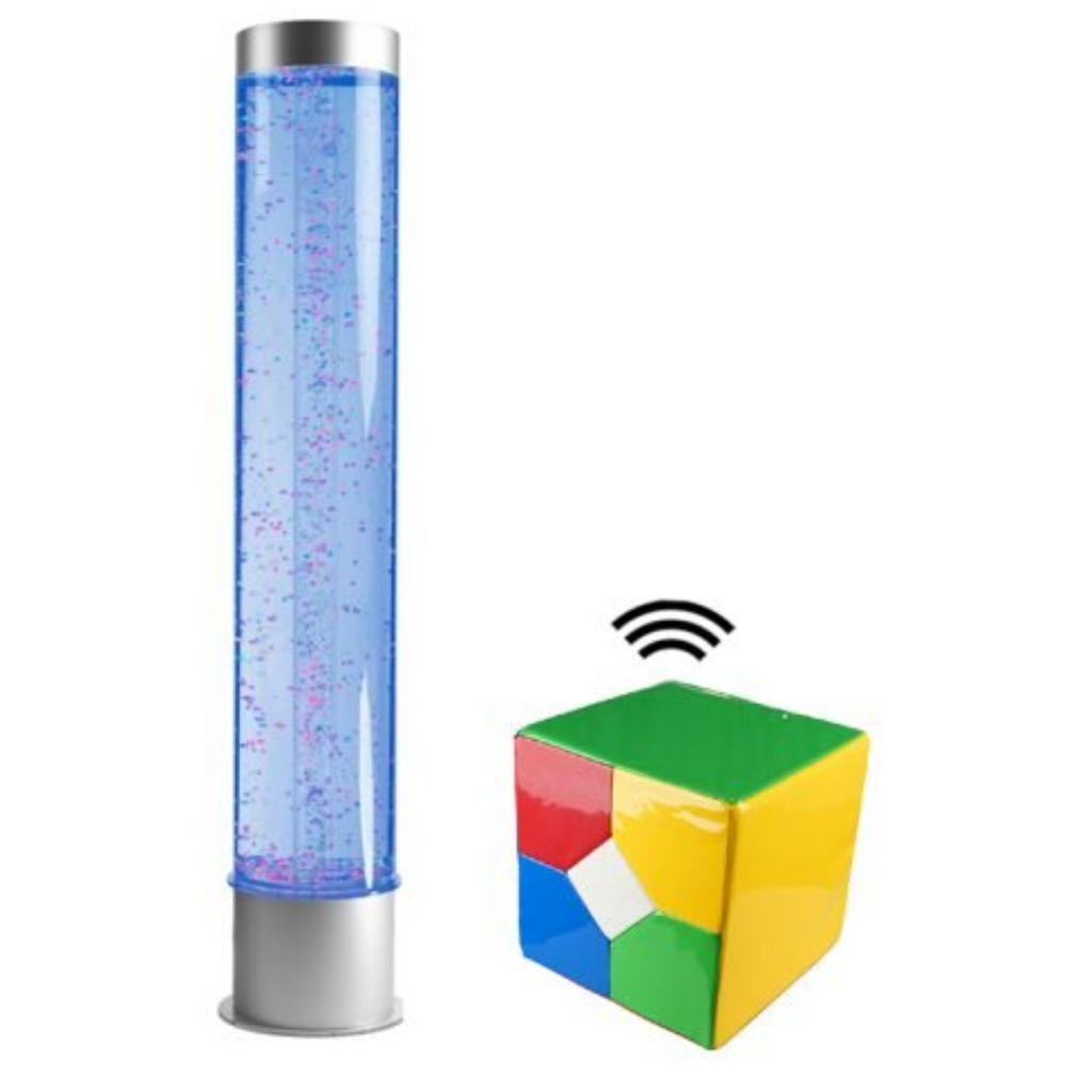 Sensory Bubble Tube Tank Tower + Colourful Balls H150cm + Cube ...