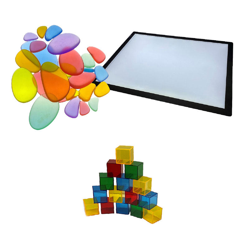 Sensory Light Panel + 70 Translucent Tactile Fidget Accessories ...