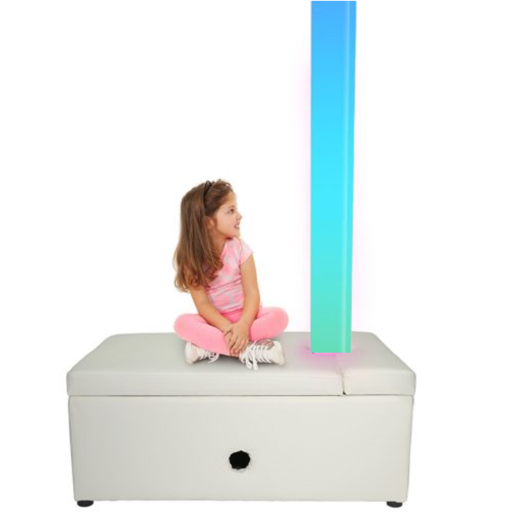 Sensory Waterless LED Tube 120cm + White Padded Rectangular Plinth ...