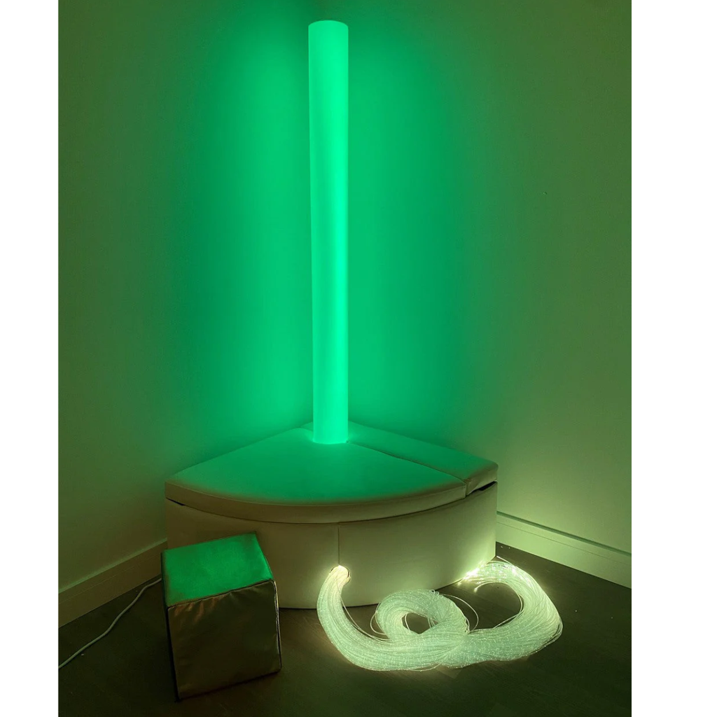 Sensory Waterless LED Tube 180cm + White Padded Corner Plinth + Fibre ...