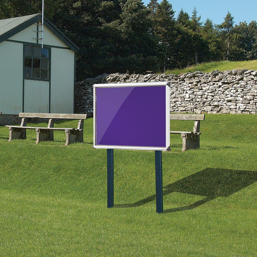 Shield Exterior Showcase / Noticeboard Coloured Framed + Sunken Posts ...