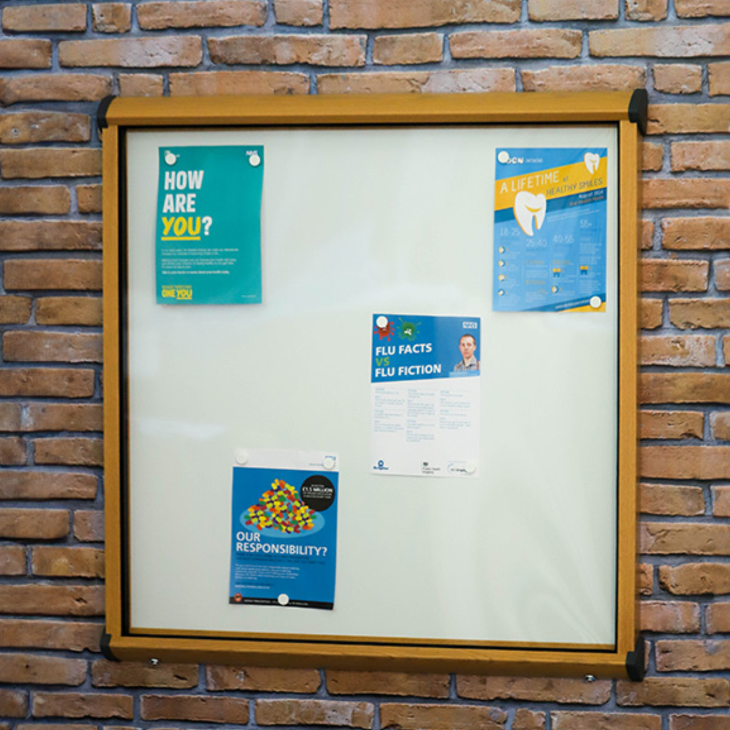Shield Showcase Magnetic Whiteboard Wall Mounted - Woode Effect Frame ...