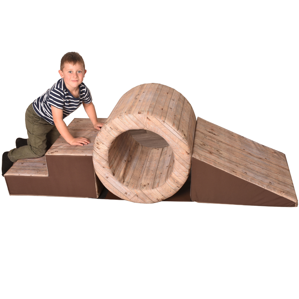 Soft Play Barrel Set - Wood Effect | Educational Equipment Supplies