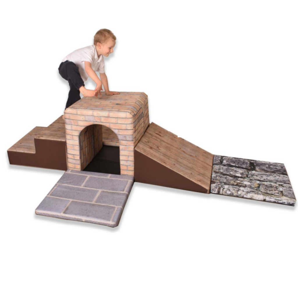 Soft Play Up & Over Set + Mats - Brick & Wood | Educational Equipment ...