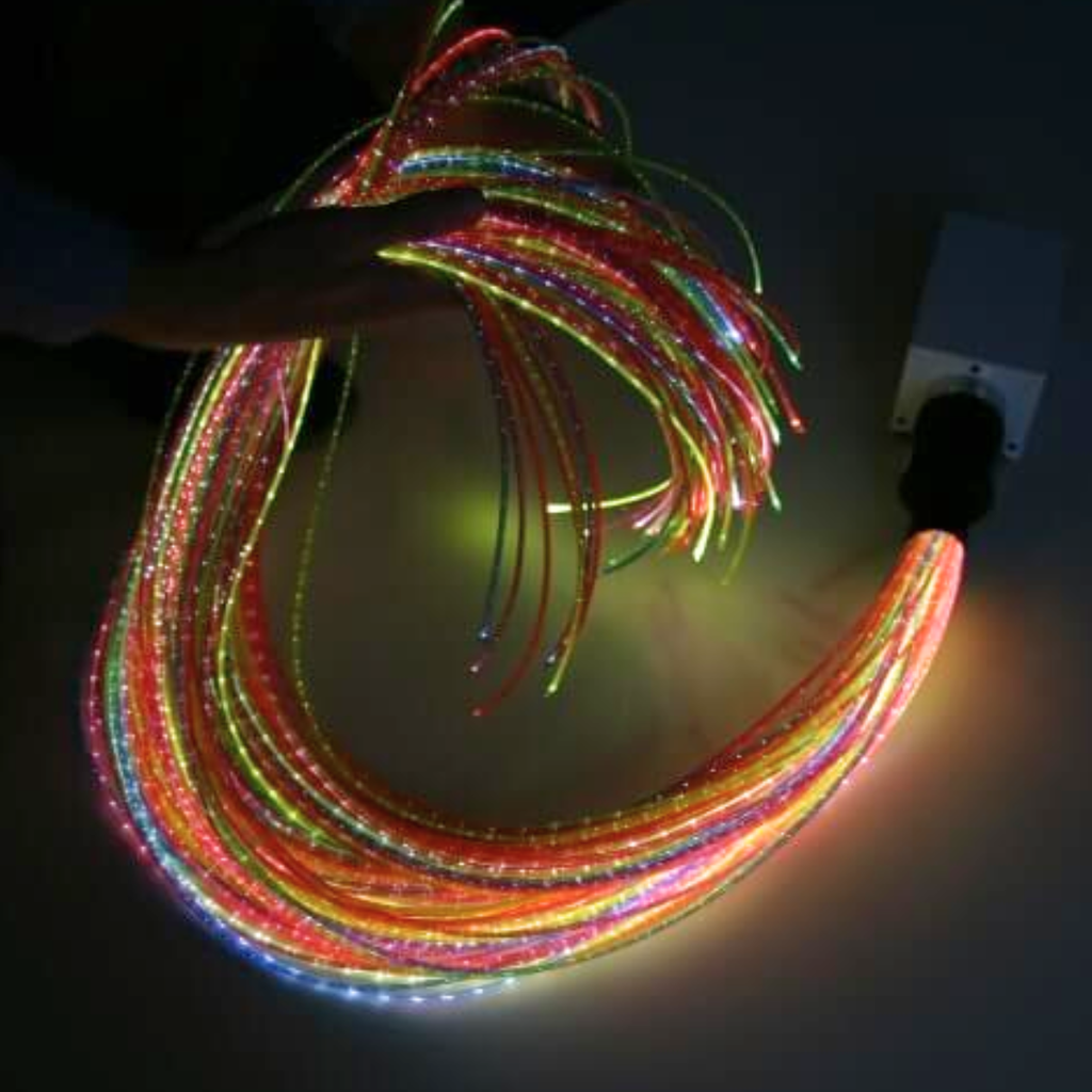 LED White Twinkle Light Source - Battery Powered + Rainbow Fibre Optic ...