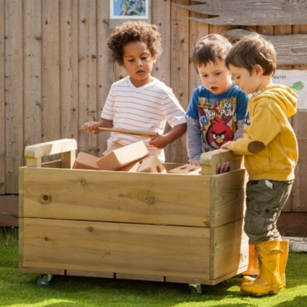 Wooden Outdoor Building Block Cart And Blocks + Cover | Educational ...