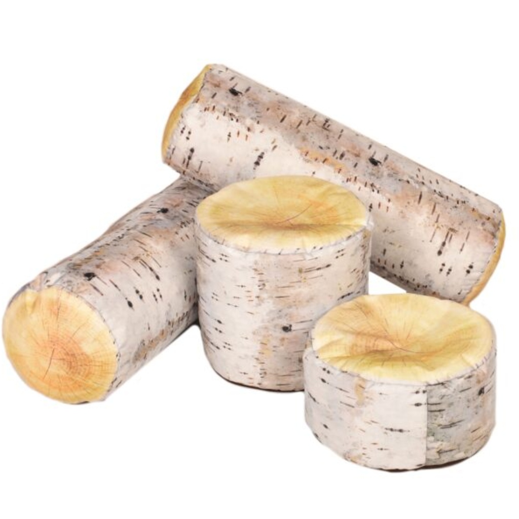 Woodland Walk Indoor/Outdoor Birch Tree Stump & Bolster Cushions Set ...