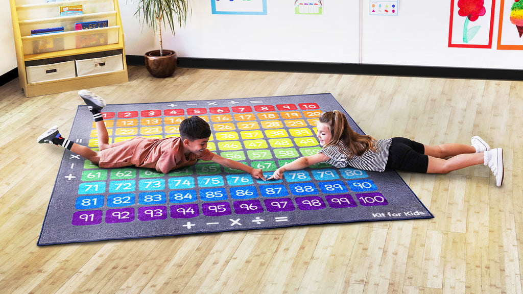 100 Square Counting Grid Carpet W2000 x D2000mm | Educational Equipment ...