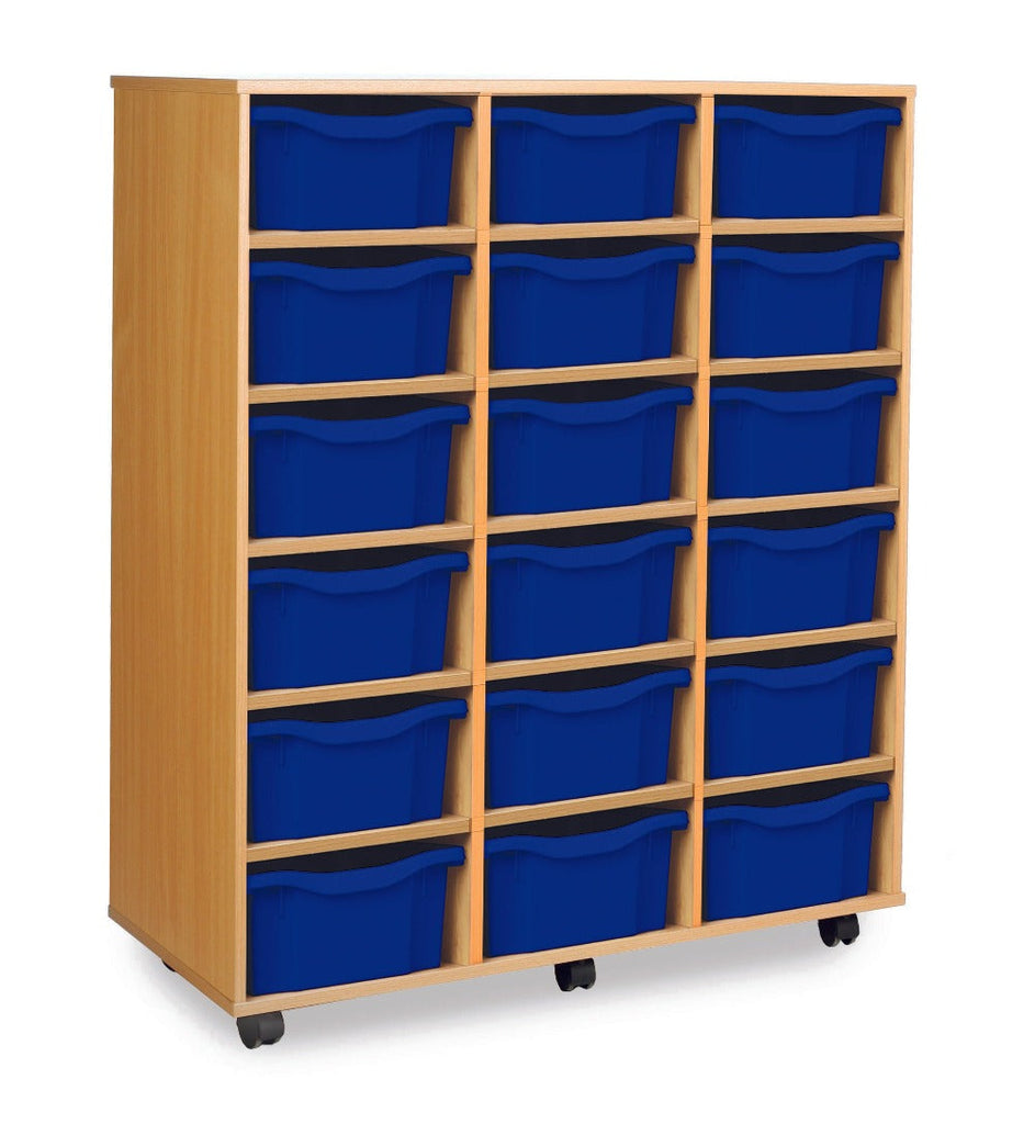 Double Tray Wooden Mobile Storage Unit x 18 Trays | School Tray Storage ...