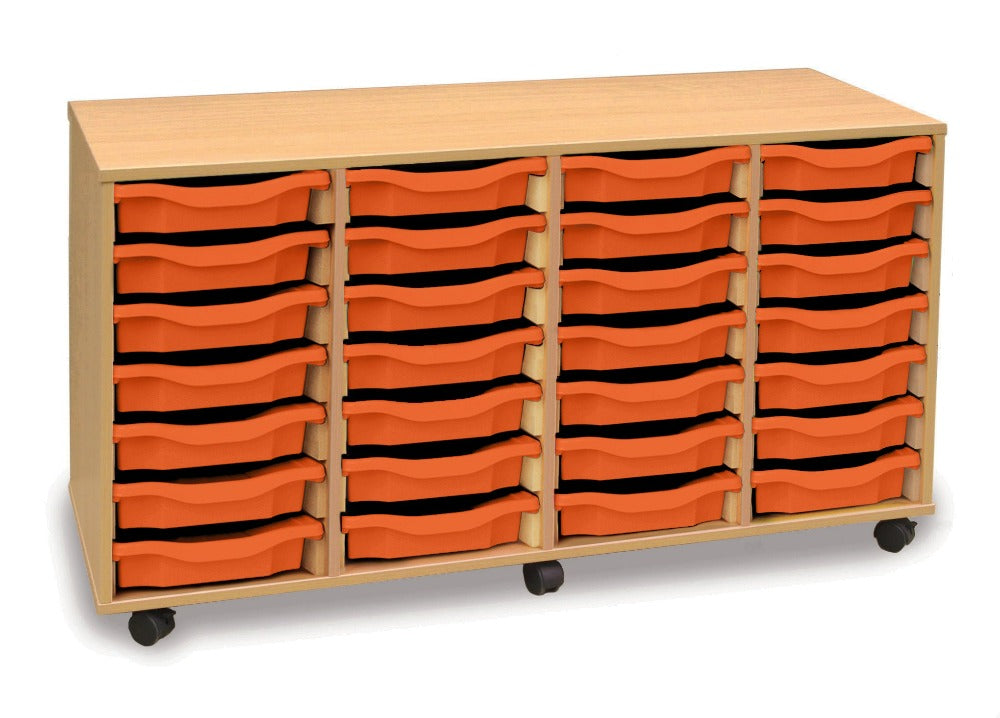 Four Column Mobile Tray Storage Unit x 28 Shallow Trays | Educational ...