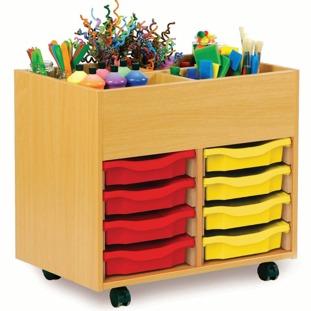 Mobile 4 Bay Art Tray Store + 8 Shallow Trays | Educational Equipment ...