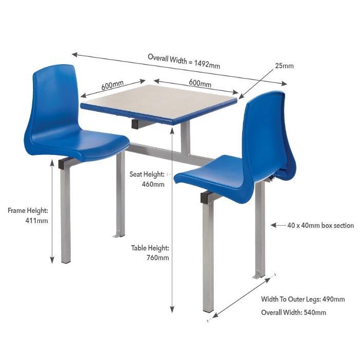 Two Seater NP Chair Canteen Cantilever Table | Educational Equipment ...