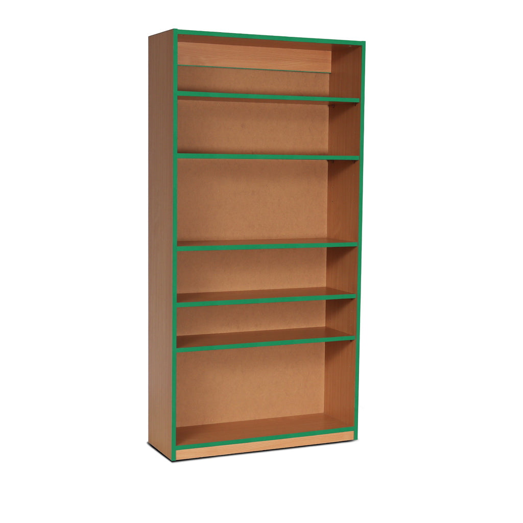 Value Coloured Edge Open Wooden Bookcase + 1 Fixed & 4 Adj Shelves ...