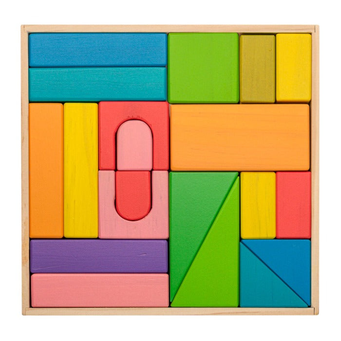 Designer Wooden Rainbow Building Blocks + Tray - 20 Pices | Wooden ...