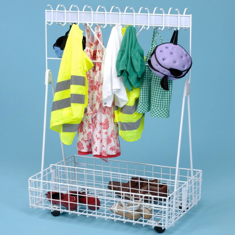 Early Years White Mobile Cloakroom Trolley 20 Hooks - Ages 3 Years Plus ...