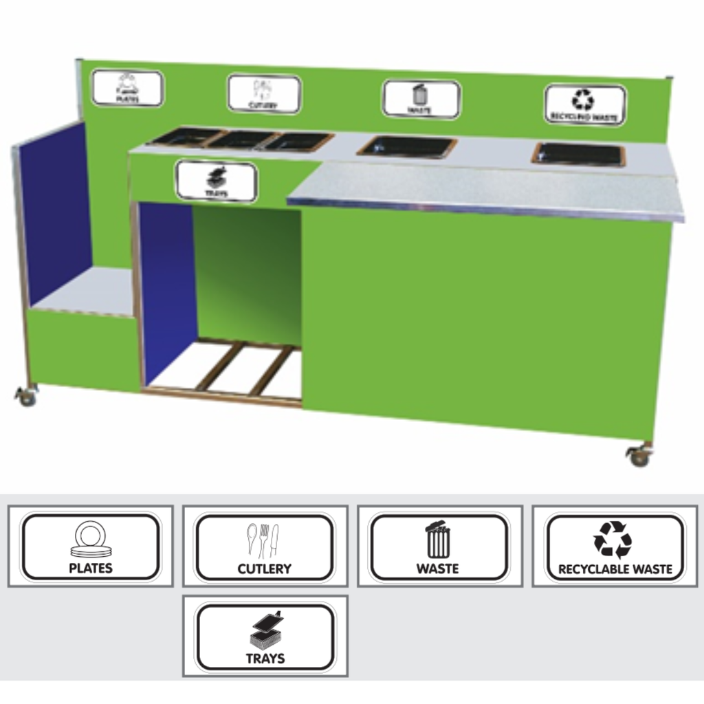Excel 5 Bin Waste Food Clearing Plate & Tray Store Trolley ...