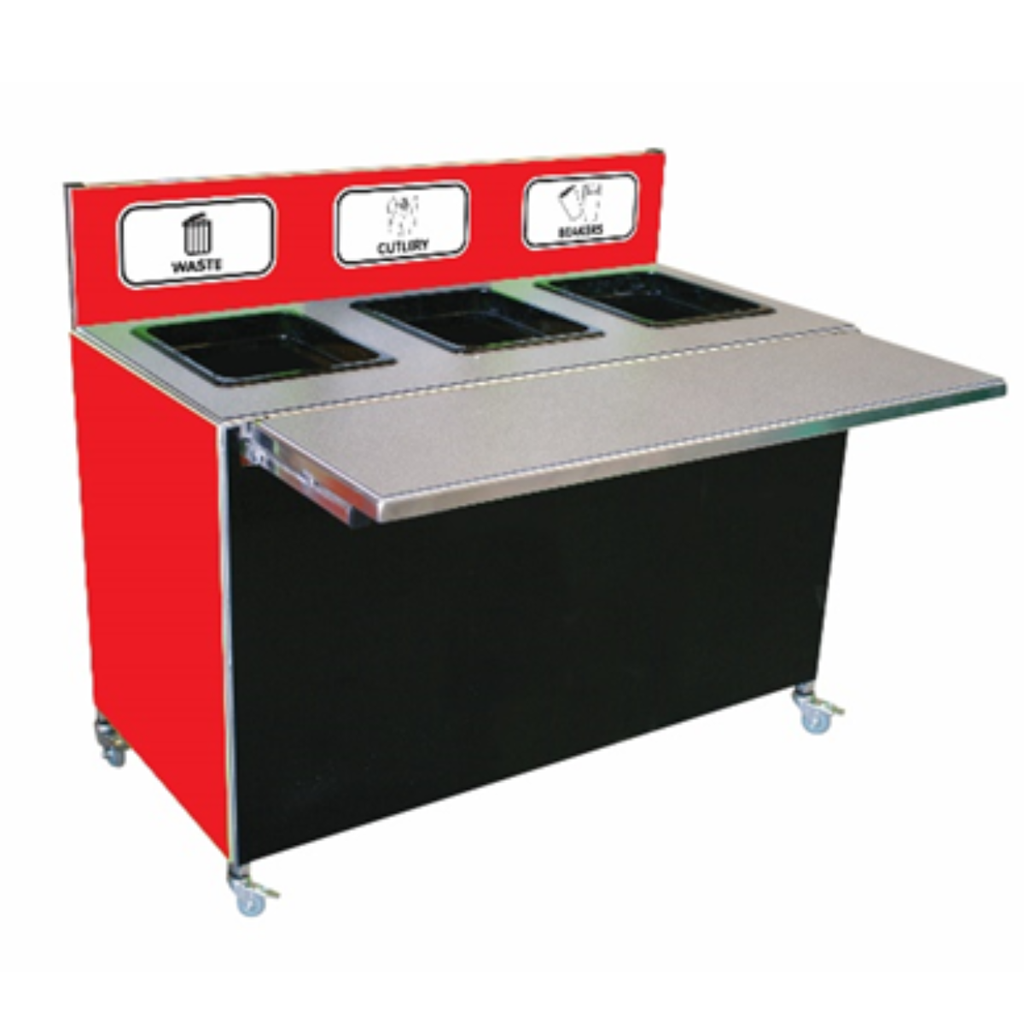 Excel 3 Bin Waste Food Clearing Trolley | Educational Equipment Supplies