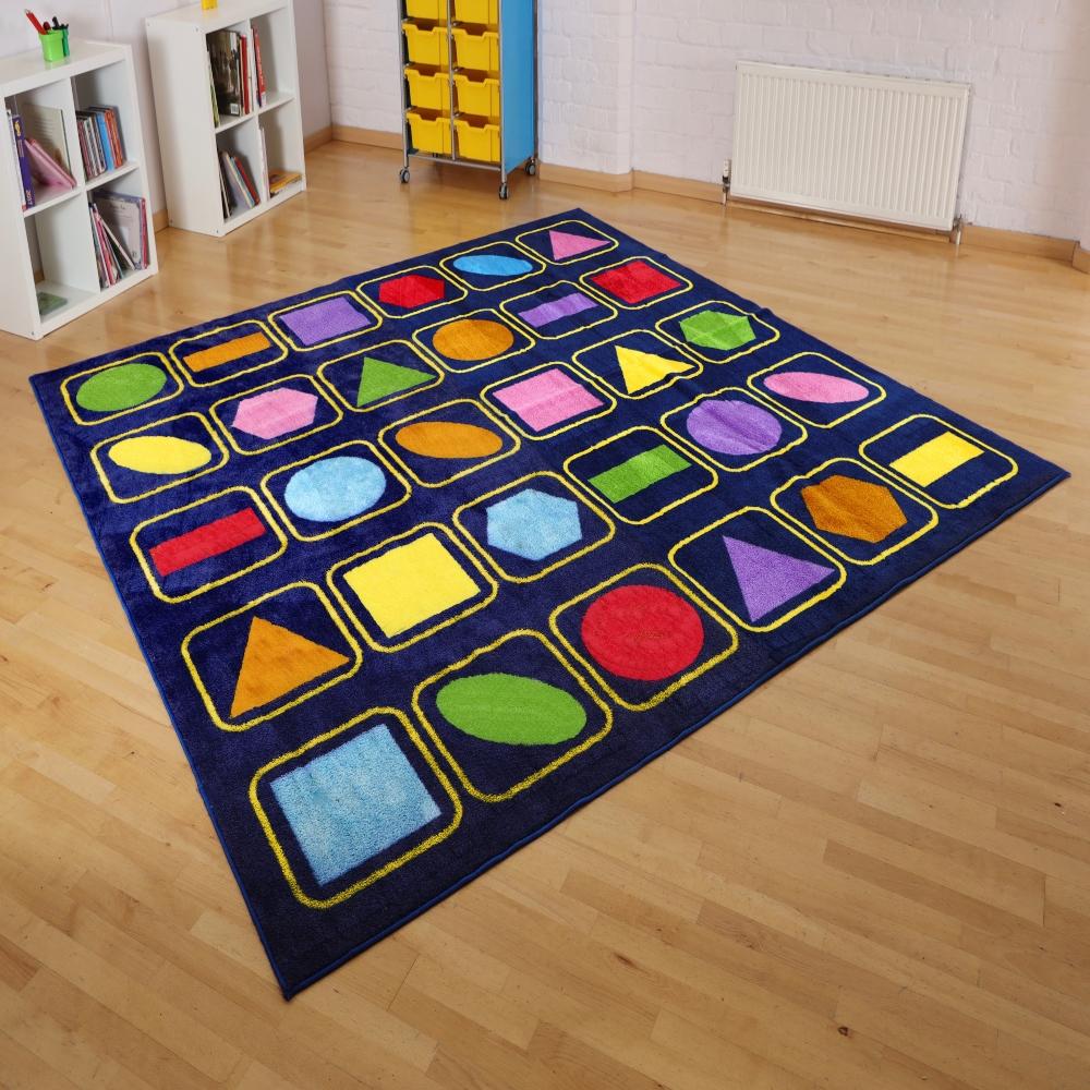 Kinder™Geometric Shapes Carpet 3 x 3 Metre | Numeracy Carpets & Rugs ...