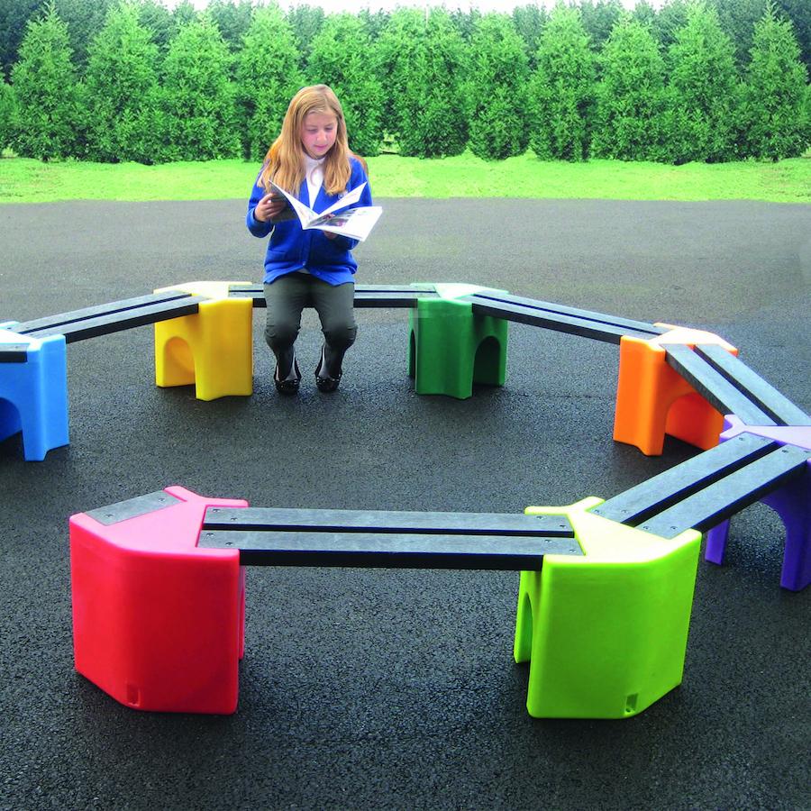 Outdoor Plastic Learning Curve Bench Seating | Educational Equipment ...