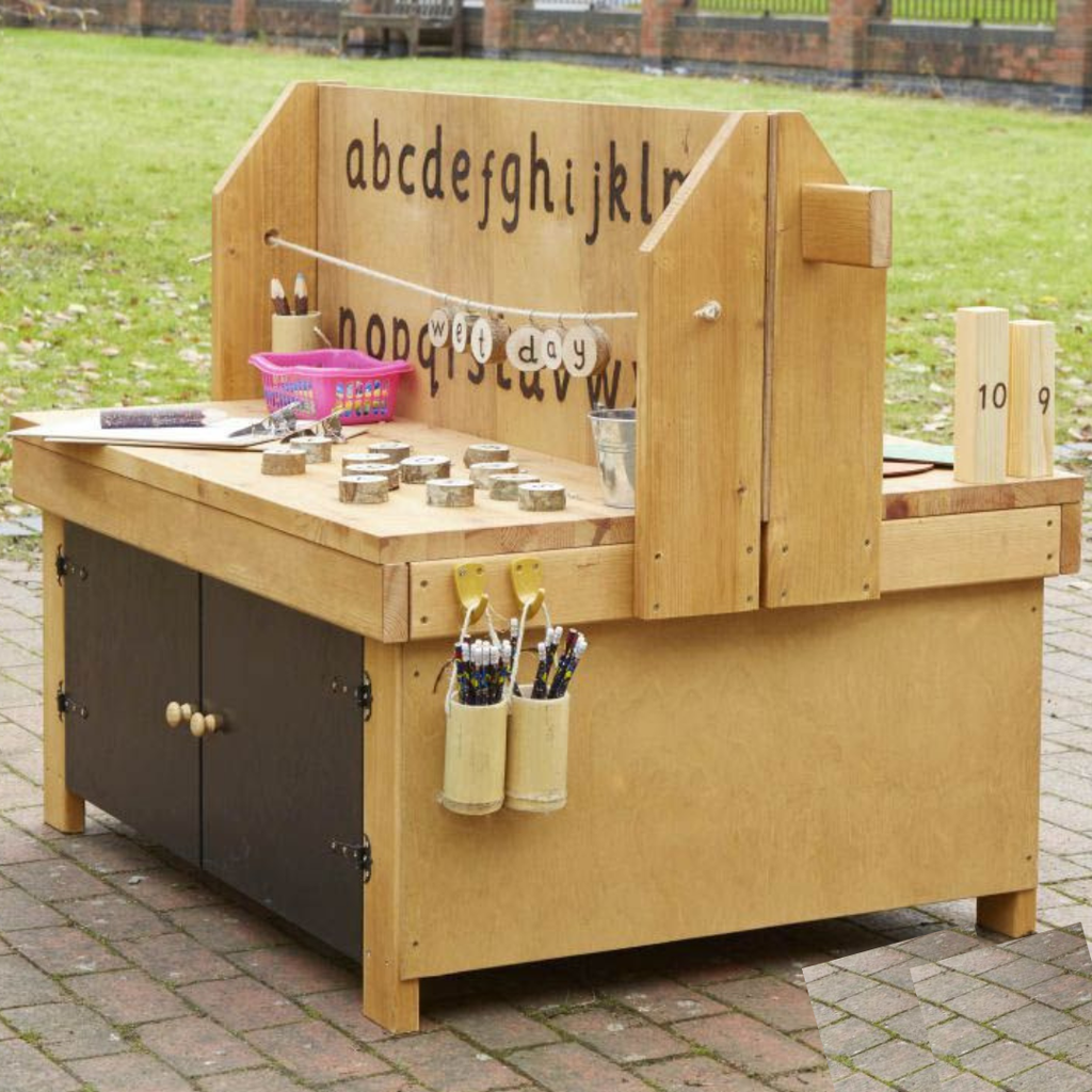 Childrens Outdoor Wooden Maths / Literacy Station - Double Sided ...